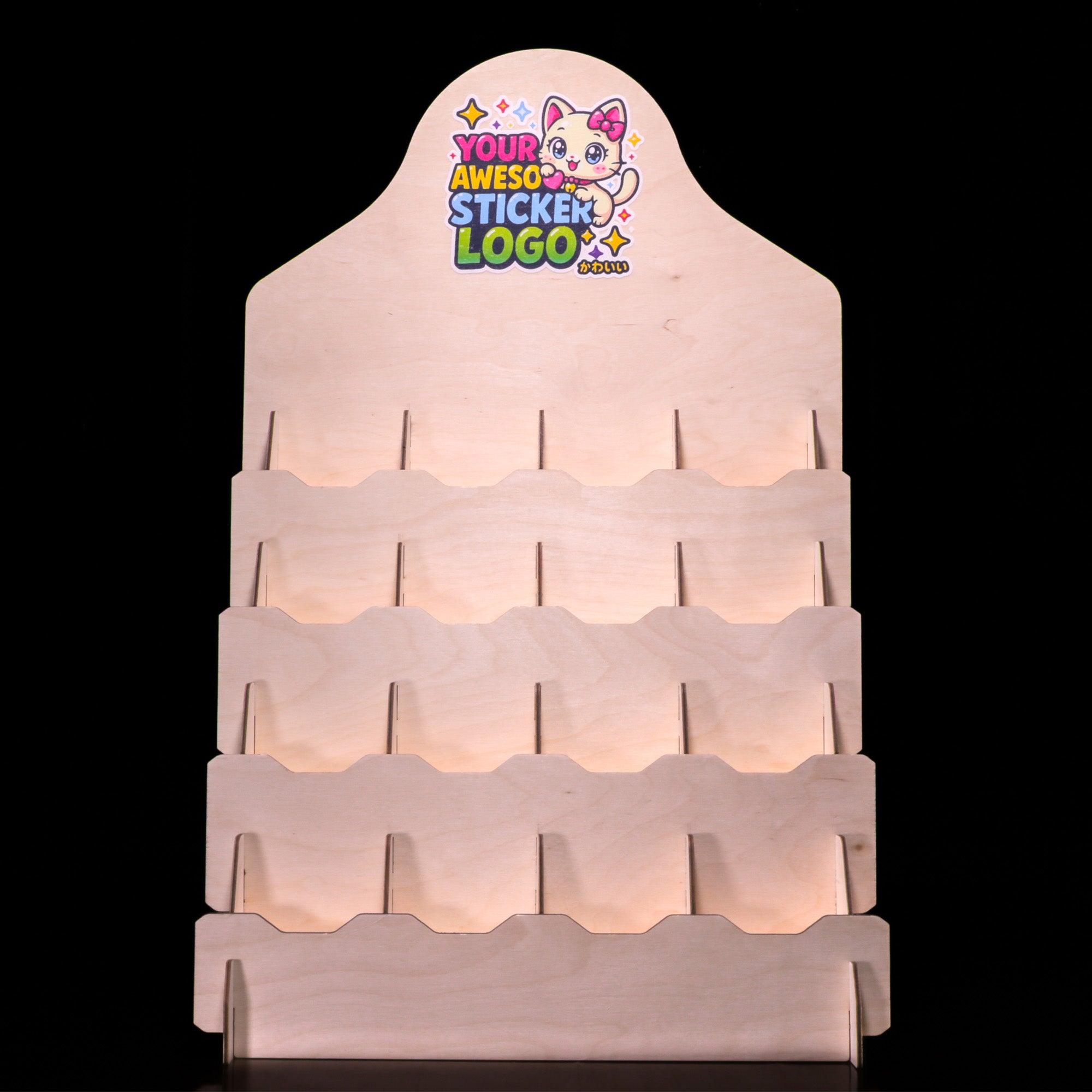 4-Tier Wooden Sticker Display Stand | Countertop Rack – CustomCraftUA