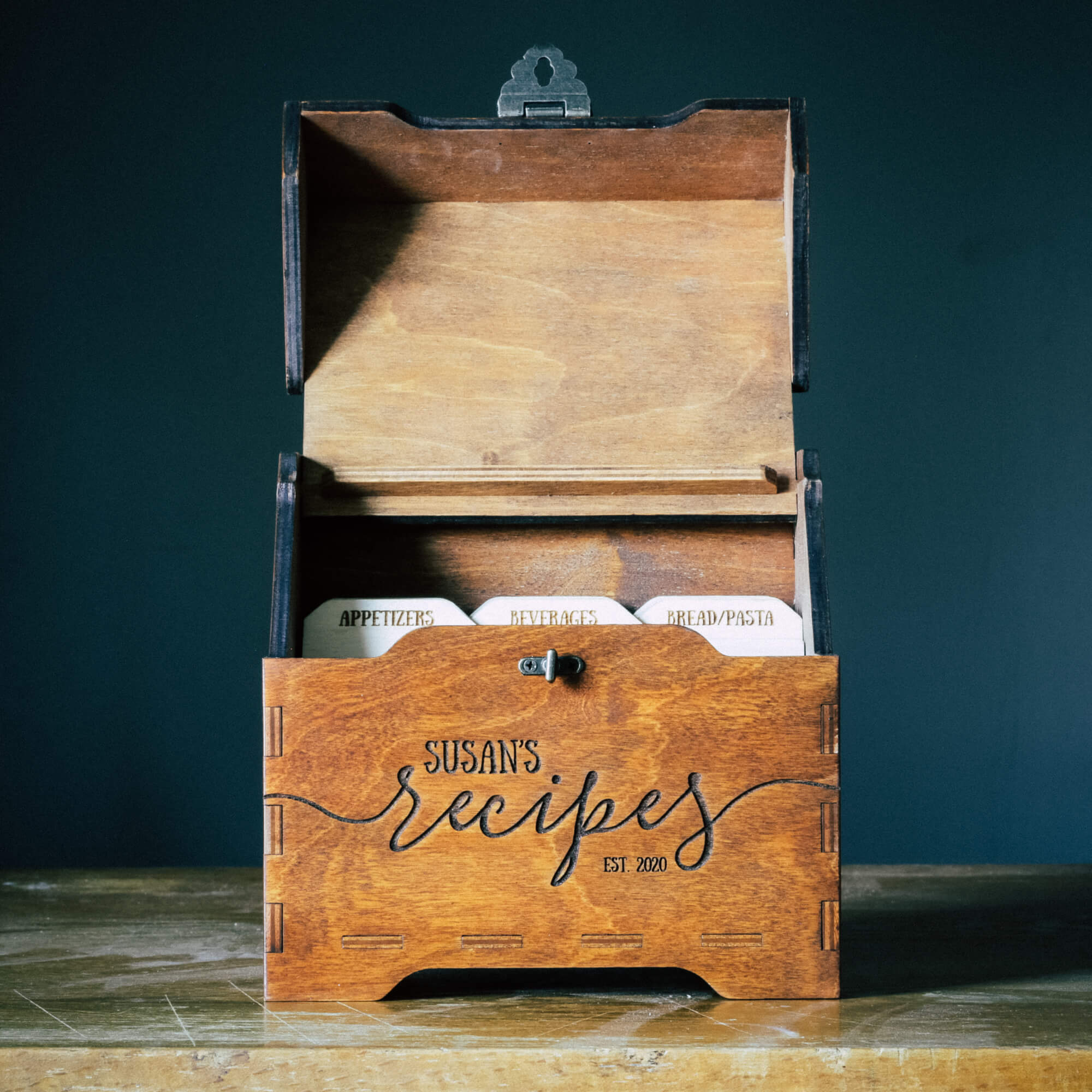 Personalized Wooden Recipe Box | Custom Recipe Card Storage – CustomCraftUA