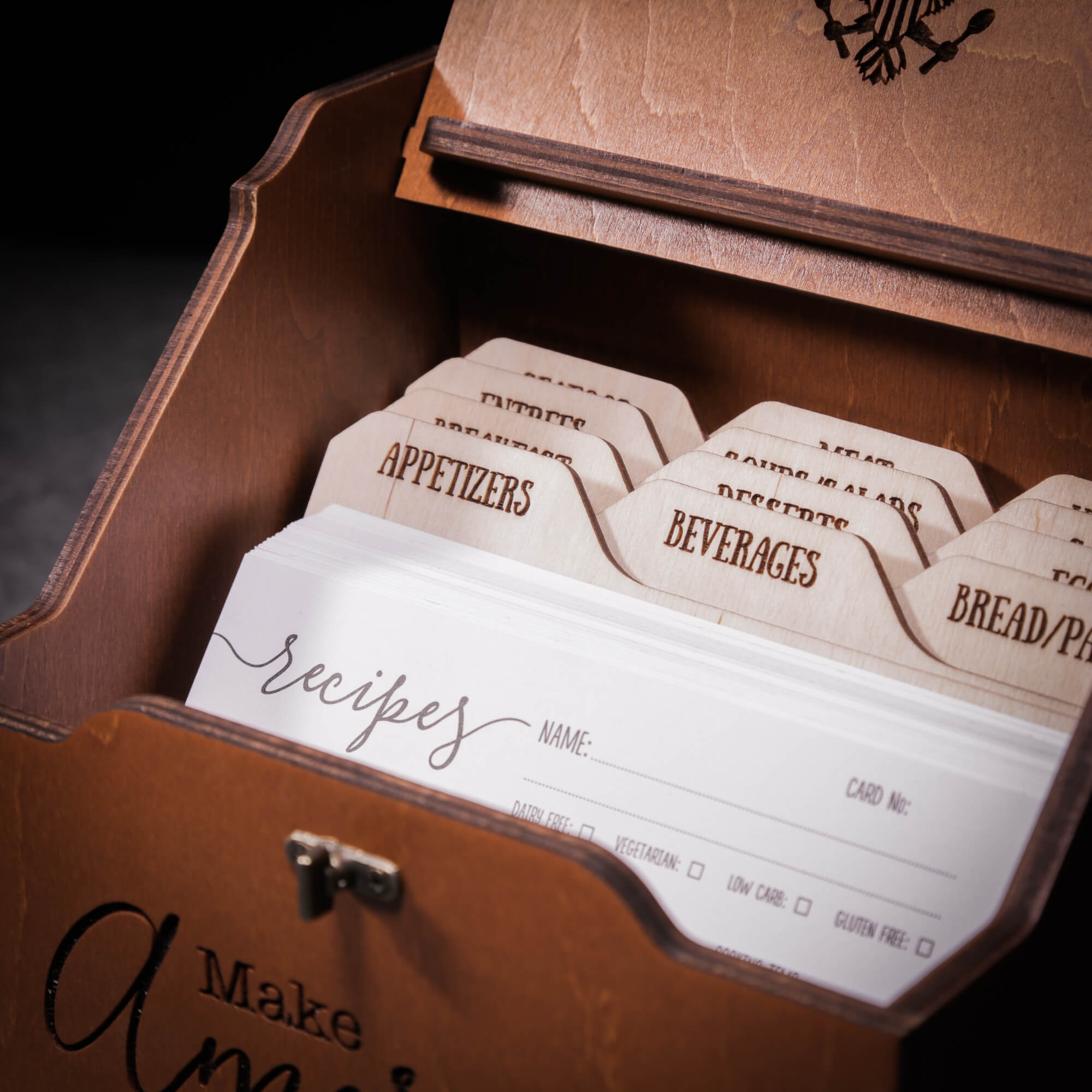 Personalized Wooden Recipe Box | Custom Recipe Card Storage – CustomCraftUA
