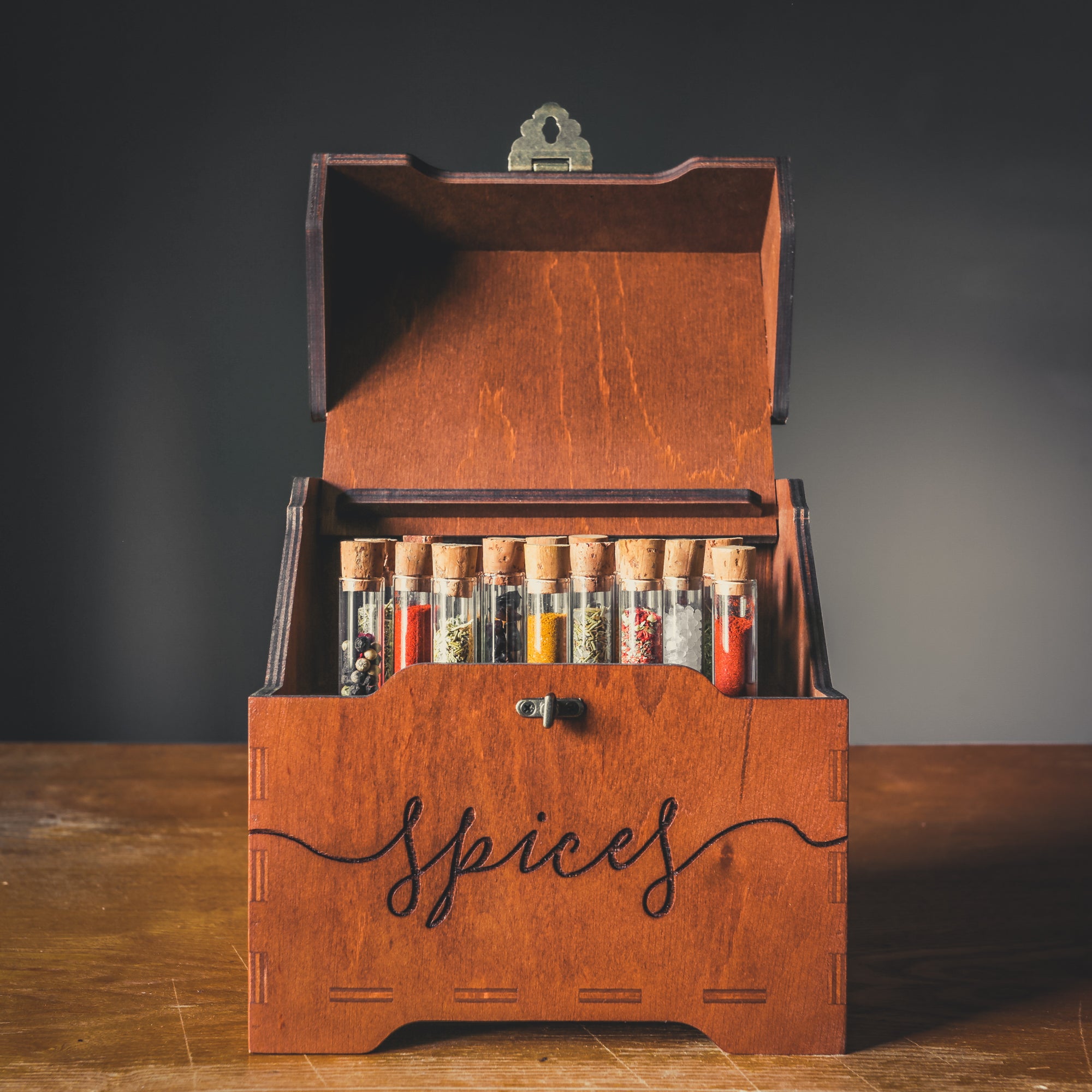 Custom Wooden Spice Box with Test Tubes - Unique Kitchen Gift ...