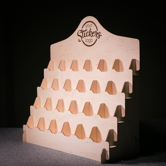4-Tier Wooden Sticker Display Stand – Portable & Easy Assembly ...
