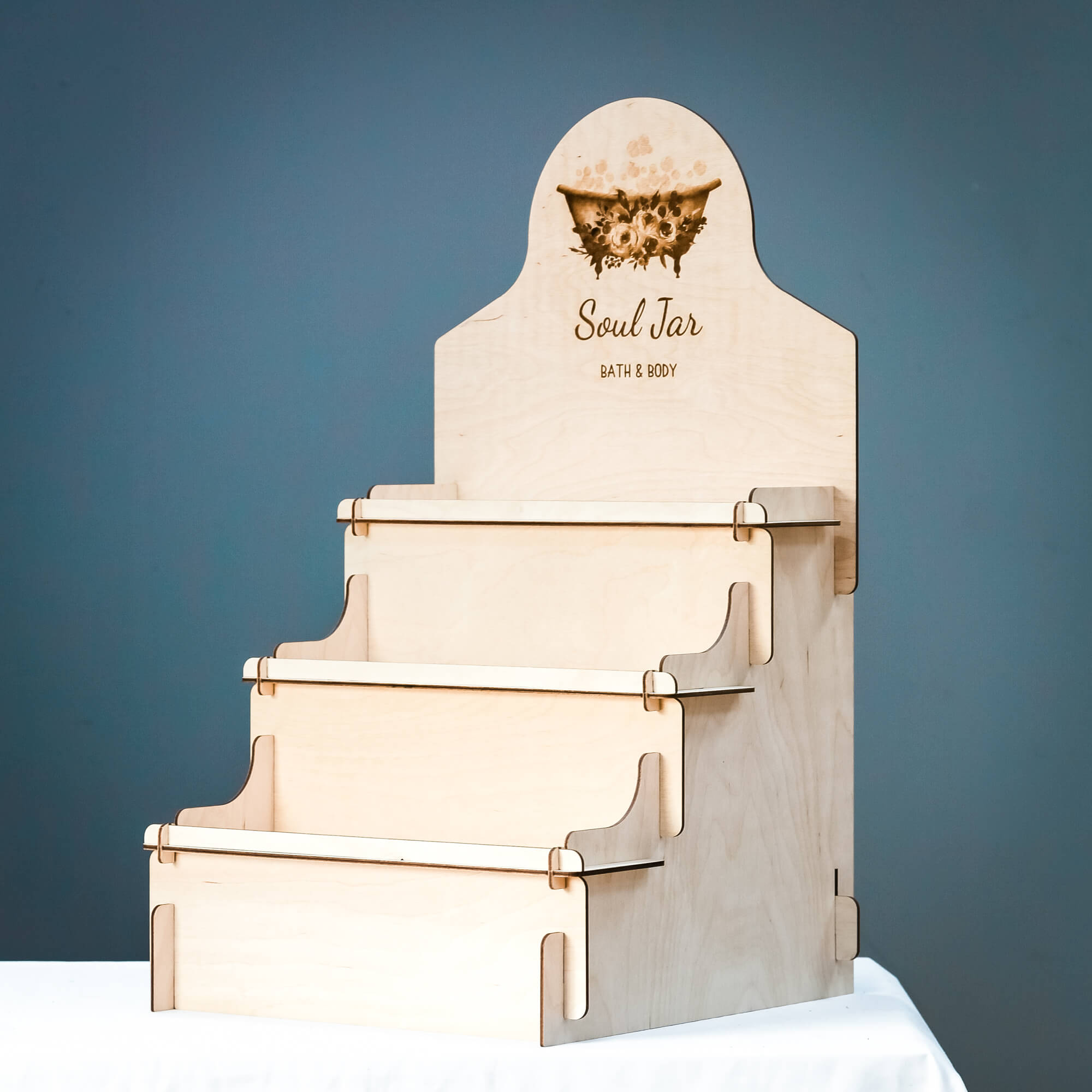 3-Tier Craft Fair Display Stand – Wooden Collapsible Vendor Stand ...