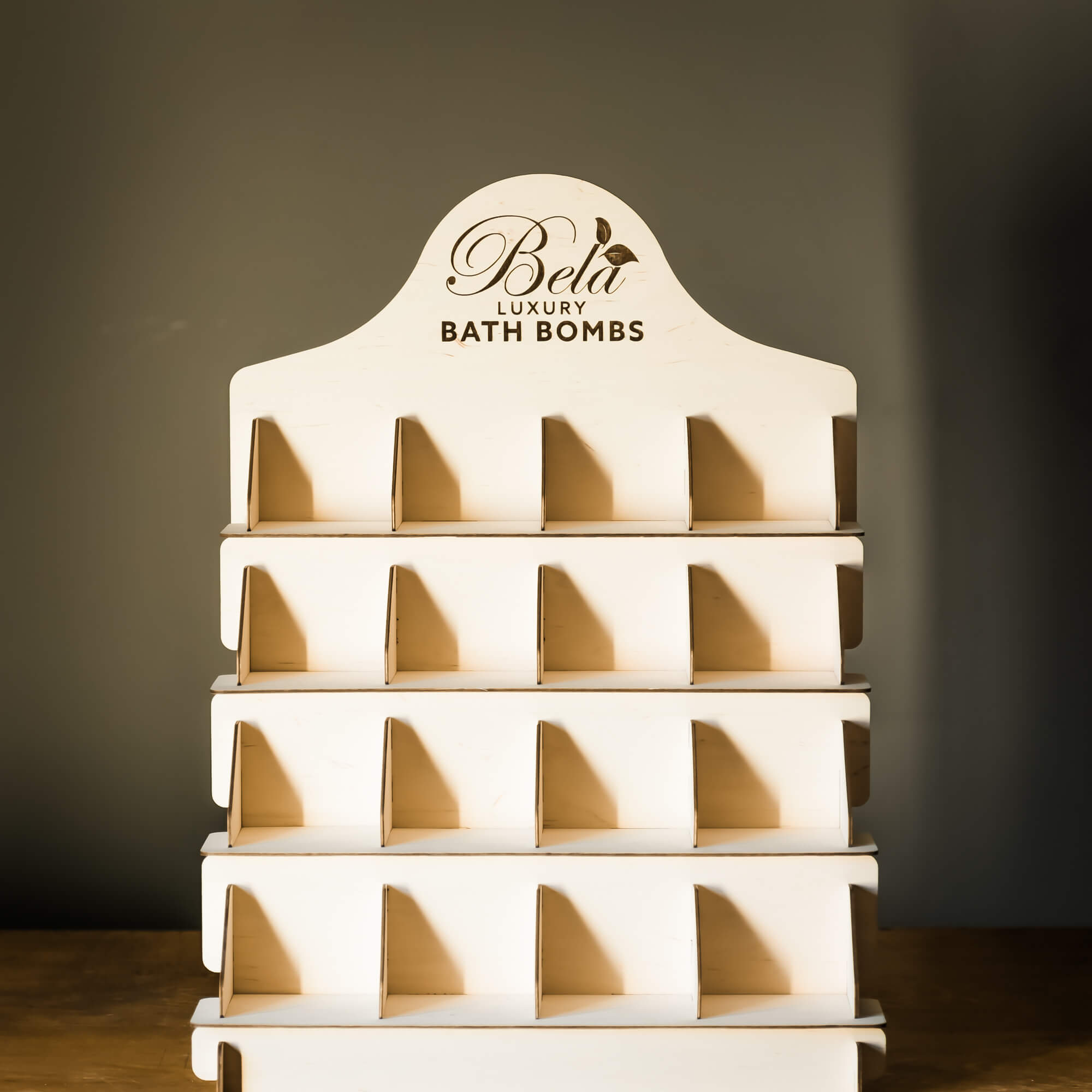 4-Tier Wooden Display Stand for Retail & Craft Shows, 16 Compartments ...