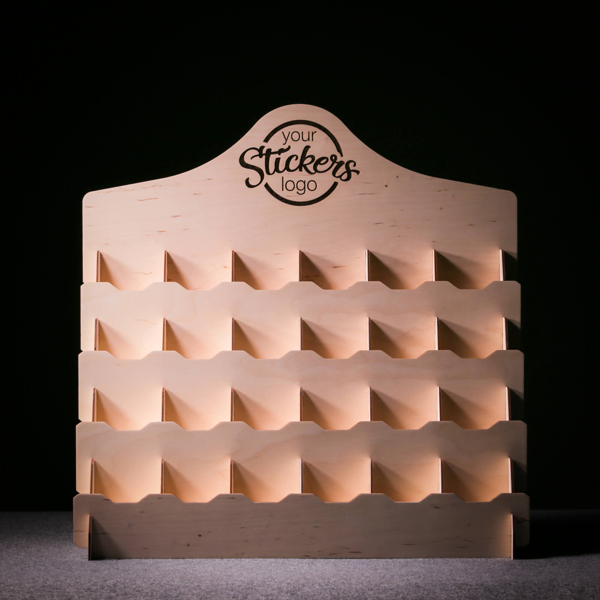 4-Tier Wooden Sticker Display Stand – Portable & Easy Assembly ...