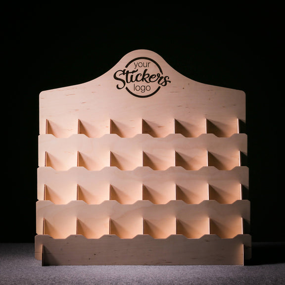 4-Tier Wooden Sticker Display Stand – Portable & Easy Assembly ...