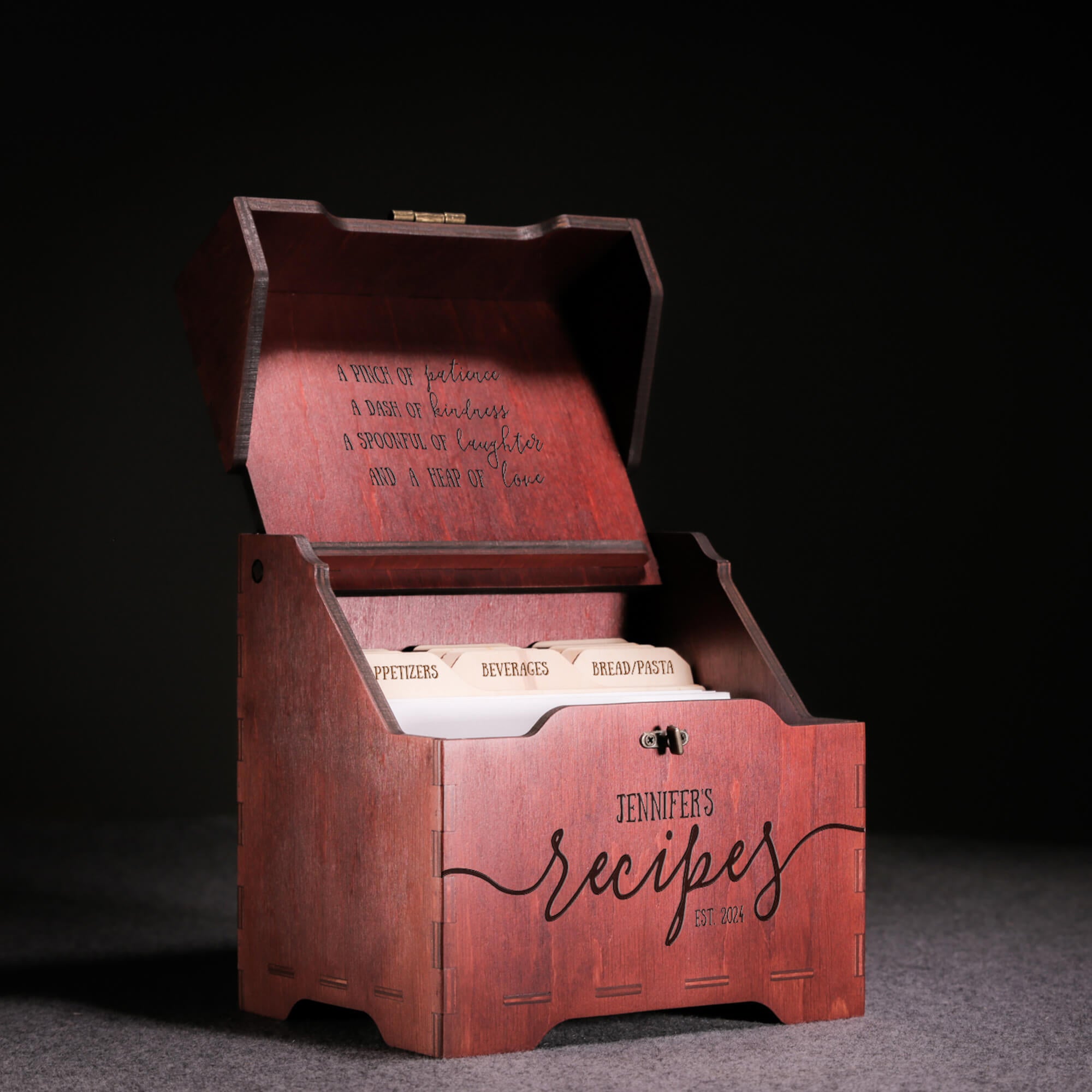 Personalized Wooden Recipe Box - Custom Recipe Card Box – CustomCraftUA