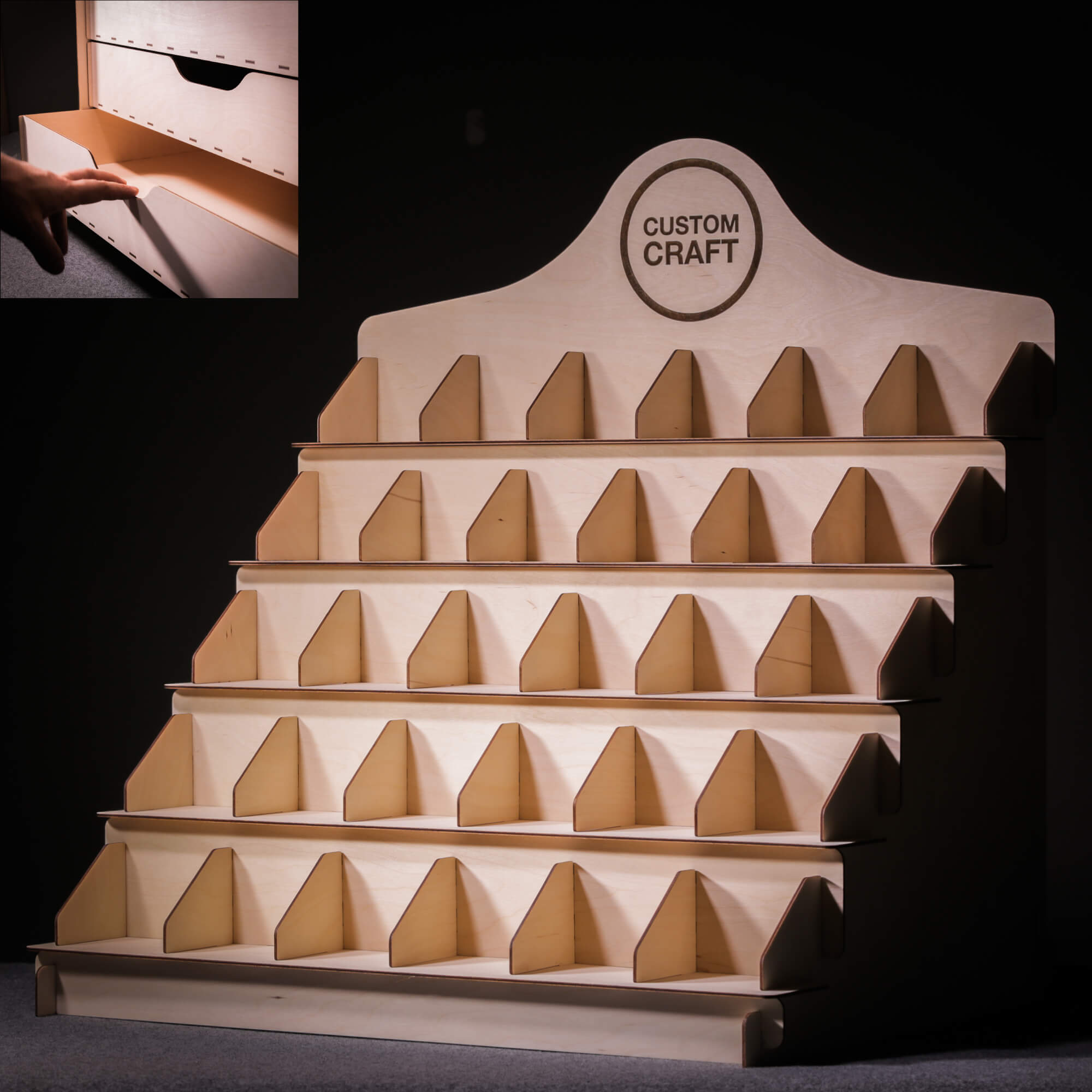 5-Tier Wooden Display Stand | Countertop Rack for Craft Shows ...