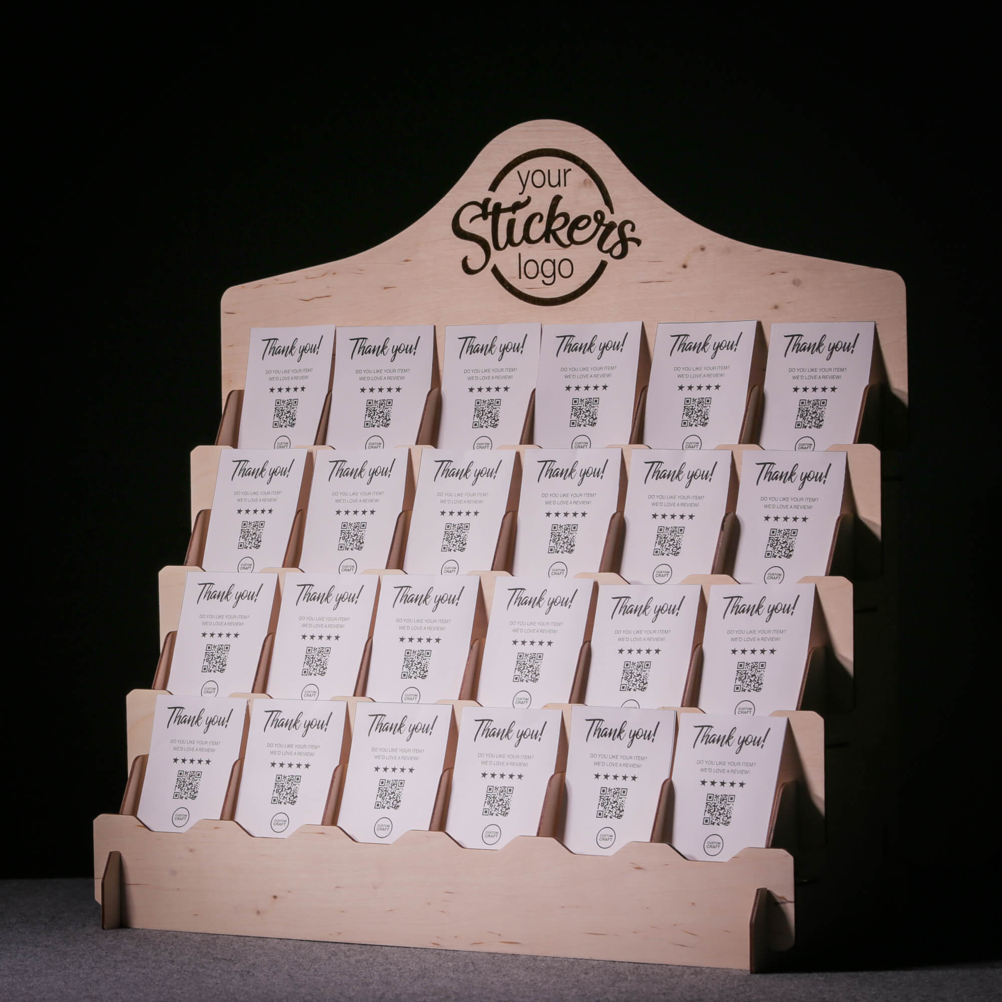4-Tier Wooden Sticker Display Stand – Portable & Easy Assembly ...