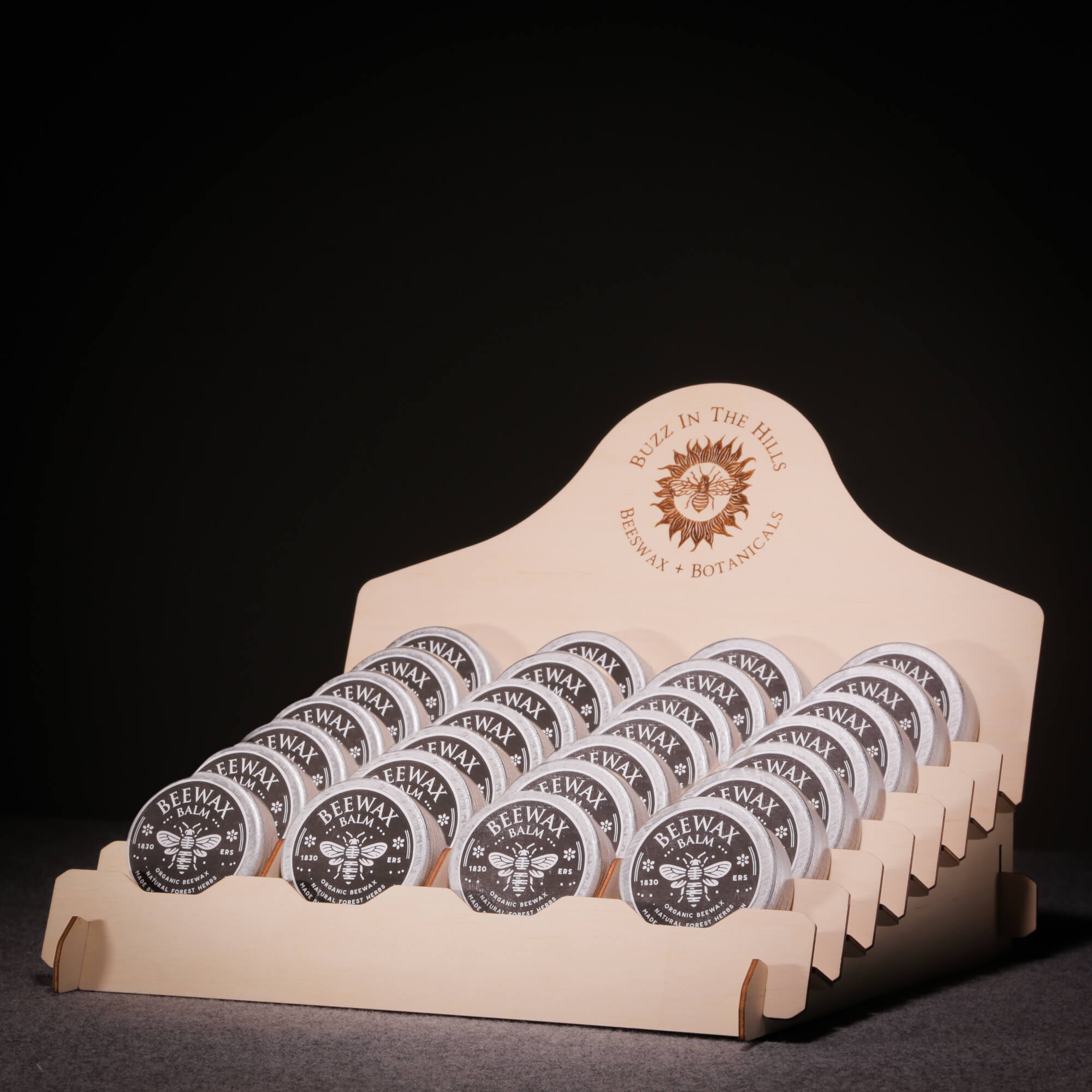 Wooden Lip Balm Display Stand | 28 Pockets for 2 oz Tins – CustomCraftUA